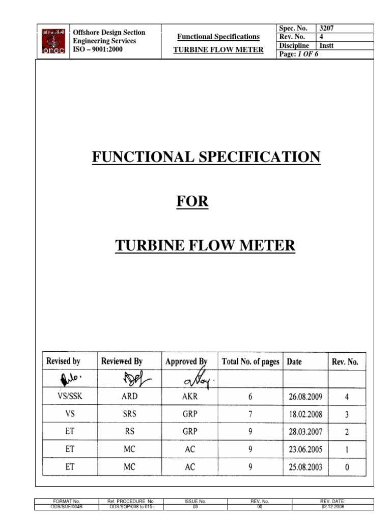 FS 3207 - FS-Turbine Flow Meter | PDF | Specification (Technical Standard) | Flow Measurement