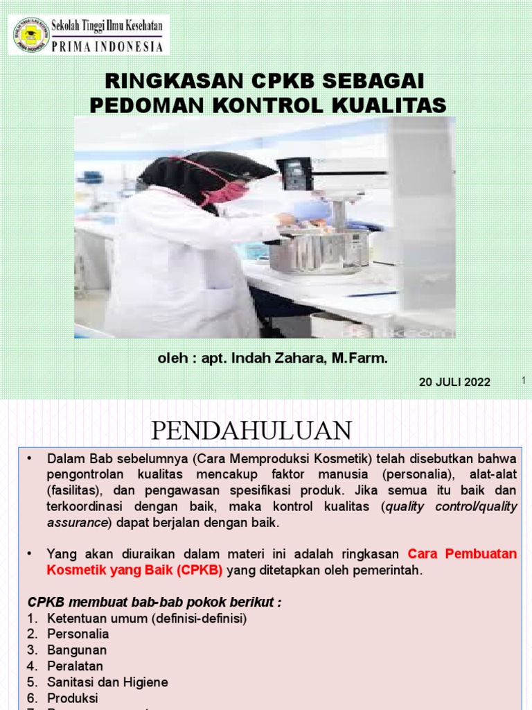 Ringkasan CPKB Sebagai Pedoman Kontrol Kualitas | PDF