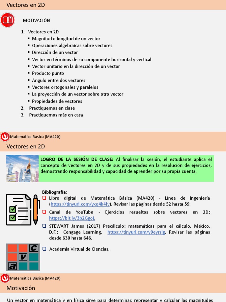 Vectores en 2D - PPT | PDF