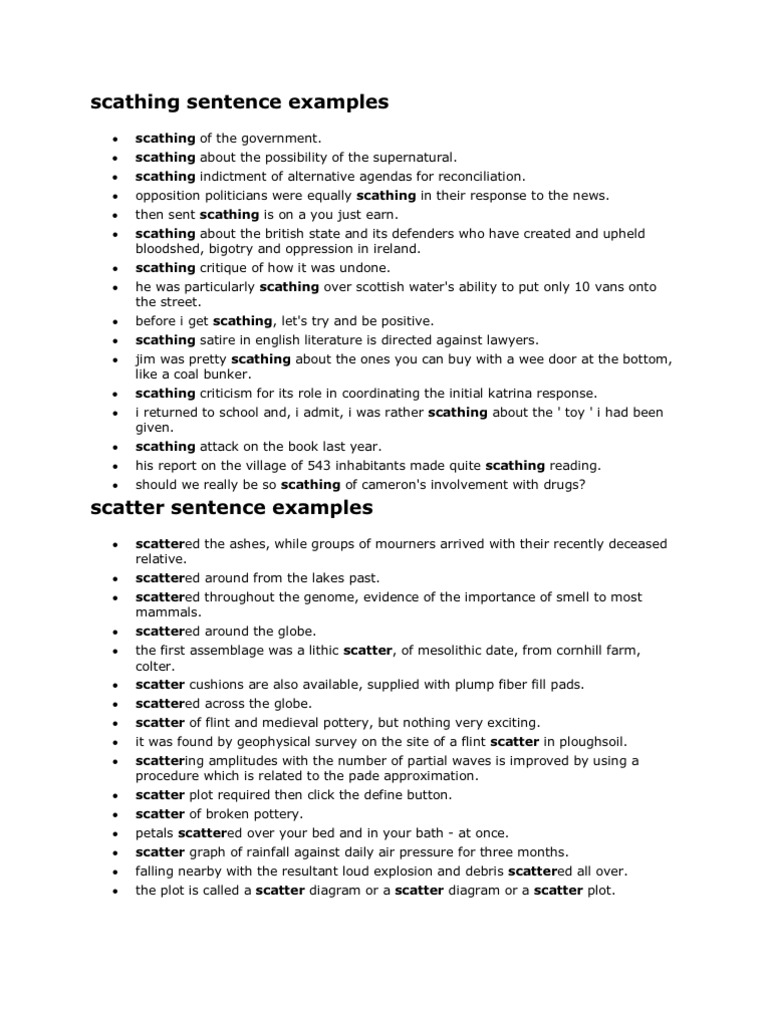 Scathing Sentence Examples | PDF | Xml Schema | Scotch Whisky