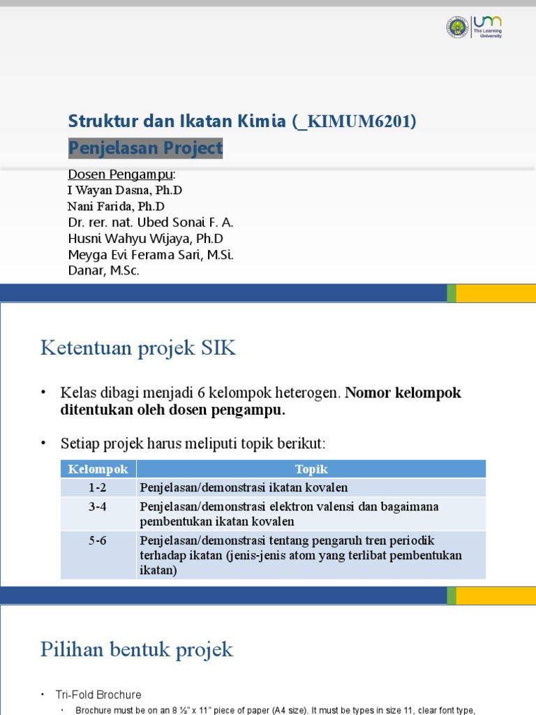 Penjelasan Project SIK - 2022-2023 Gasal | PDF | Chemical Bond | Chemistry