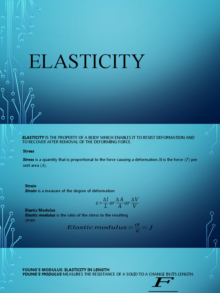 Elasticity | PDF | Elasticity (Physics) | Young's Modulus