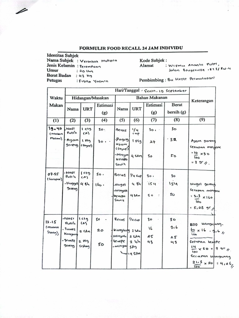 Fitria Yasmin - I1D020077 - Food Recall 24 Jam-2 | PDF