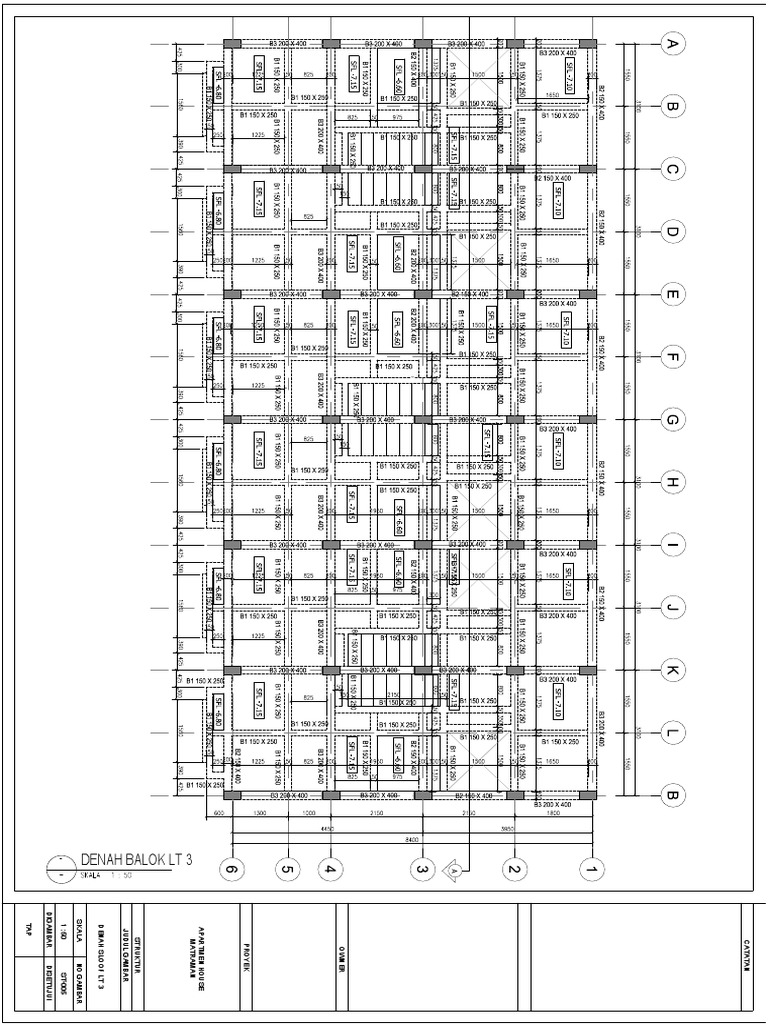 Denah Balok LT 3 Apartment House | PDF