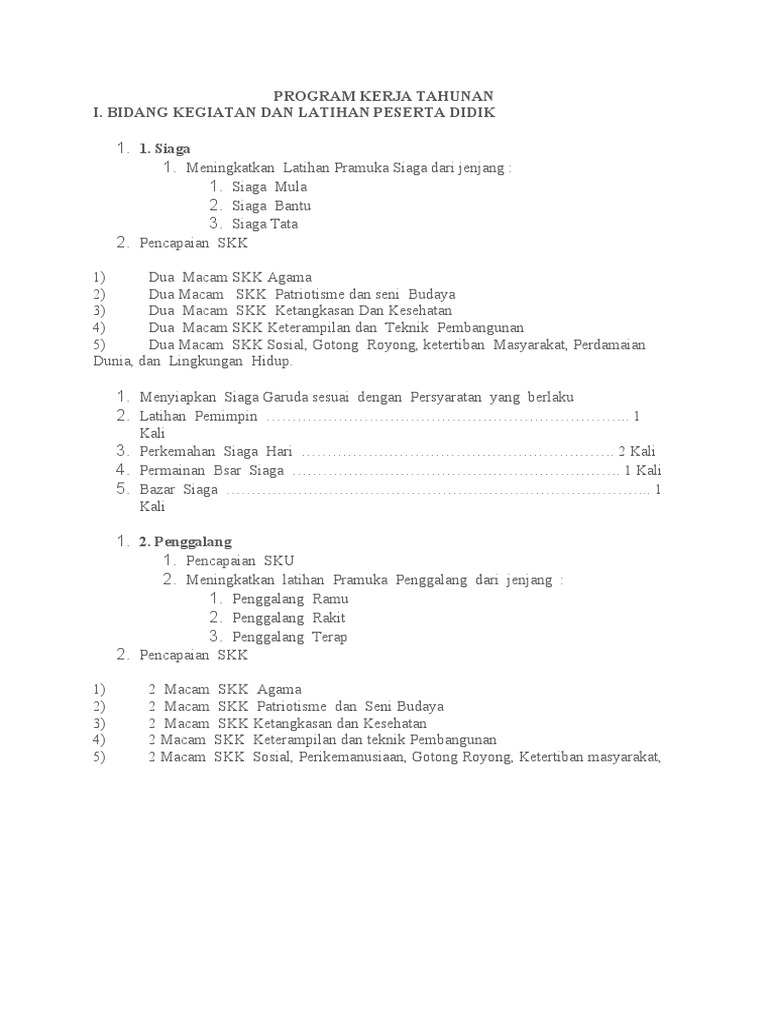 Program Kerja Pramuka Penggalang 2023 | PDF