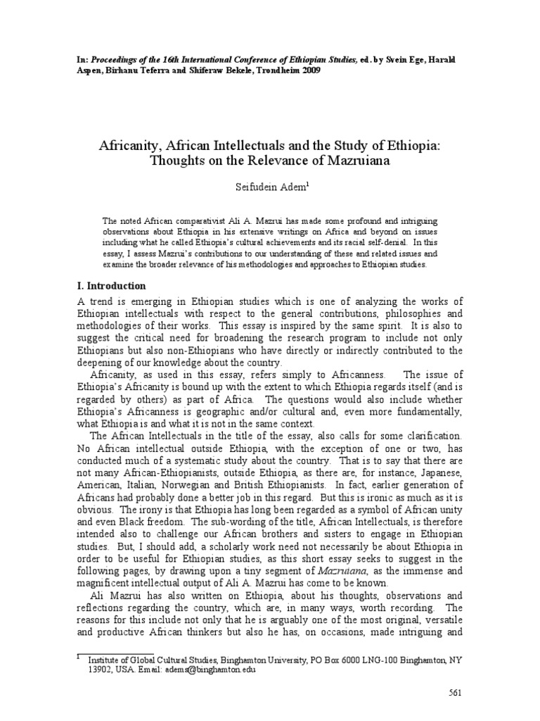 Seifudein Adem - Africanity African Intellectuals and The Study of Ethiopia | PDF | Ethiopia ...