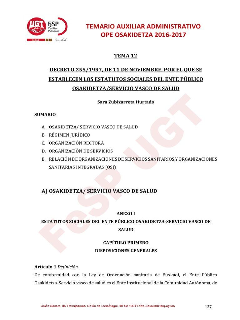 2-Definición Del Ente Público Osakidetza-Servicio Vasco de Salud | PDF ...