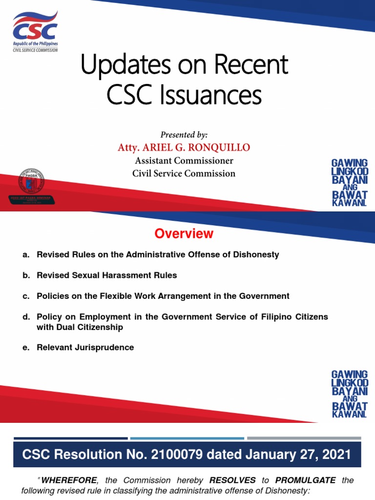 Updates On Recent CSC Issuances For PAGBA | PDF | Prejudice (Legal Term ...