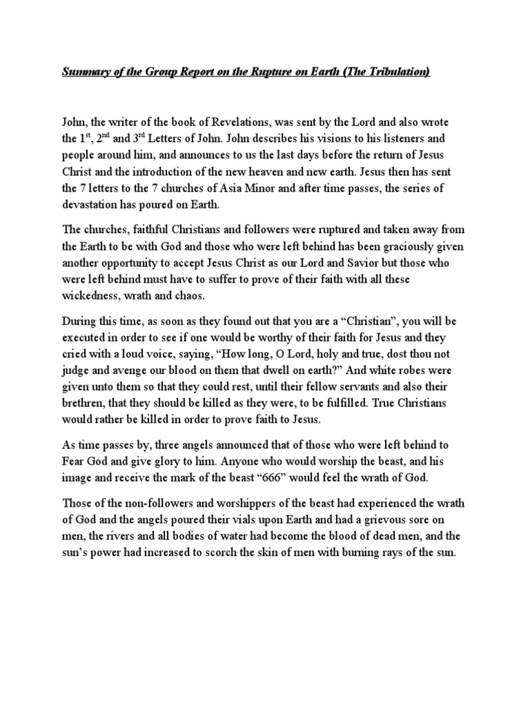 Rupture On Earth (The Tribulation) | PDF | Social Science | History