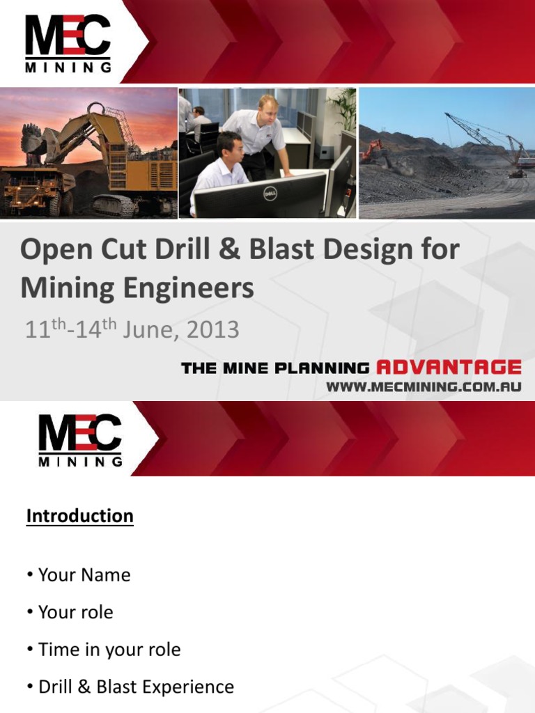 Open Cut Drill Blast Design For Mining Engineers | PDF | Materials