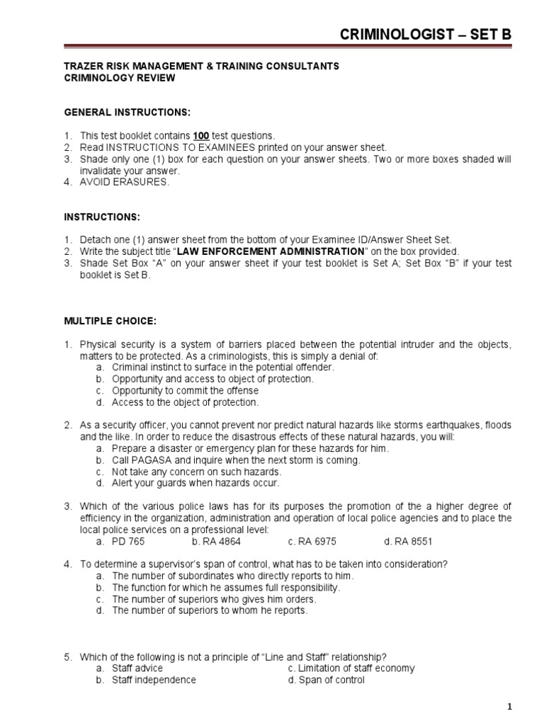 Lea - Law Enforcement Administration Question | PDF | Police | Security ...