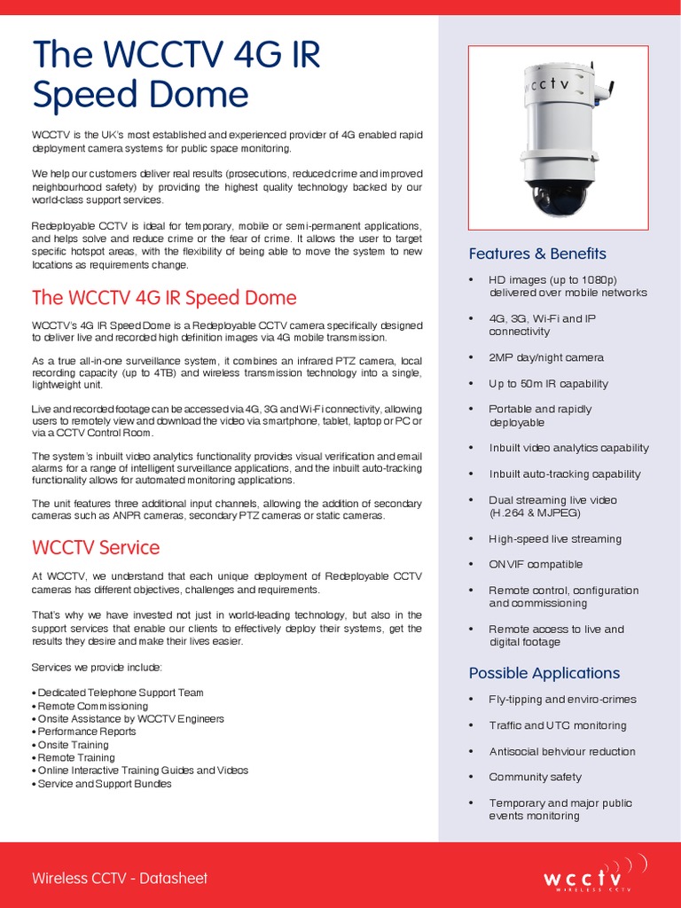 WCCTV - Datasheet - 4G IR Speed Dome | PDF