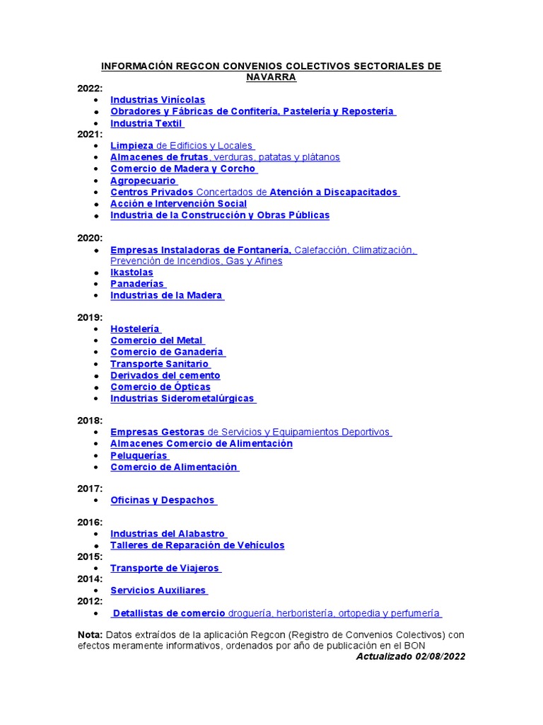 Convenios Sectoriales en REGCON 02-08-2022 | PDF | Salario | Acuerdo ... Convenios Sectoriales en REGCON 02-08-2022 | PDF | Salario | Acuerdo ...