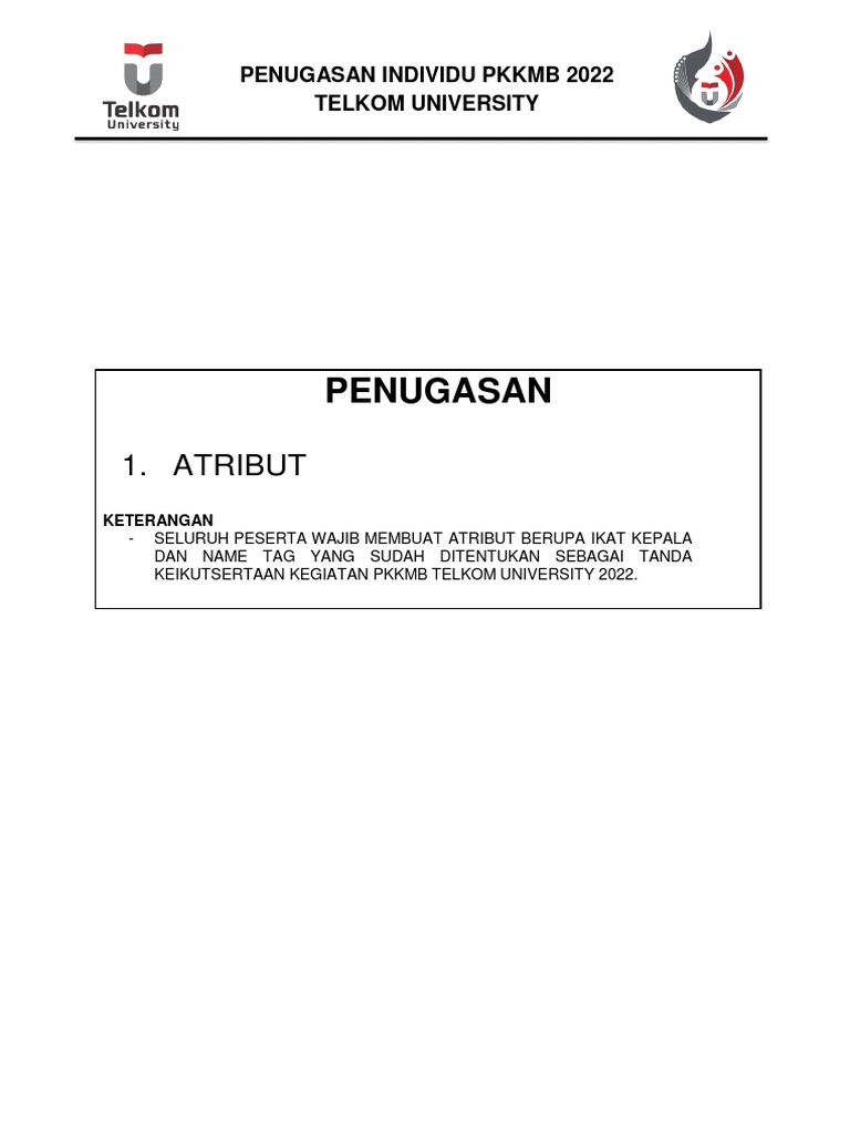 Atribut PKKMB 2022 Telkom University | PDF