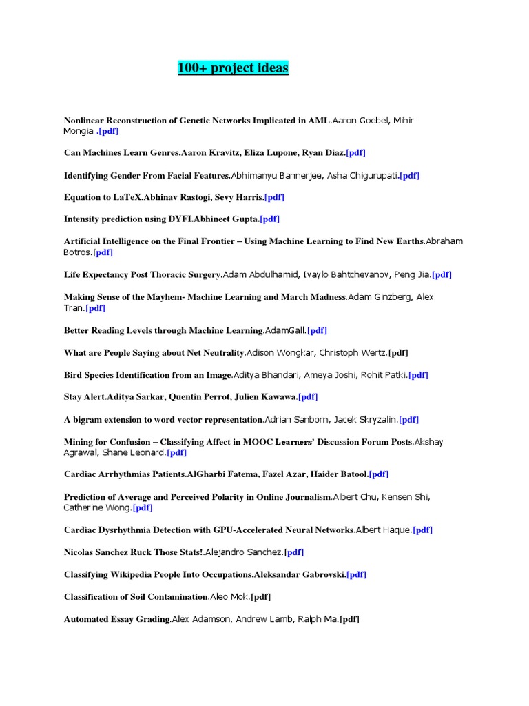 Project Idea | PDF | Machine Learning