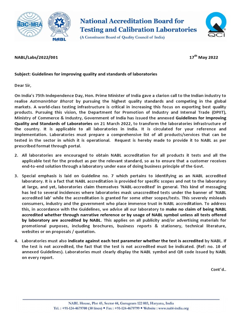 Guidelines For Improvin Quality and Standards of Laboratories | PDF | Laboratories | Calibration