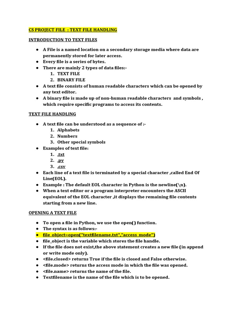CS PROJECT FILE Class 12 | Download Free PDF | Text File | Computer File