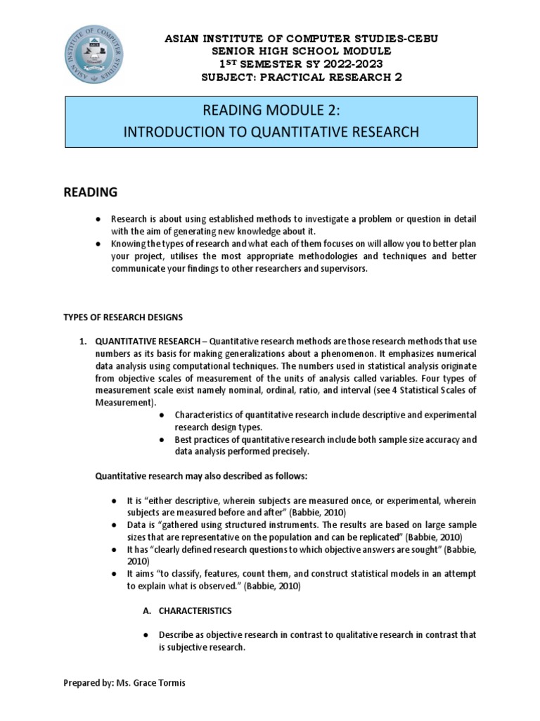 PRR2 Module2 | PDF | Statistics | Quantitative Research