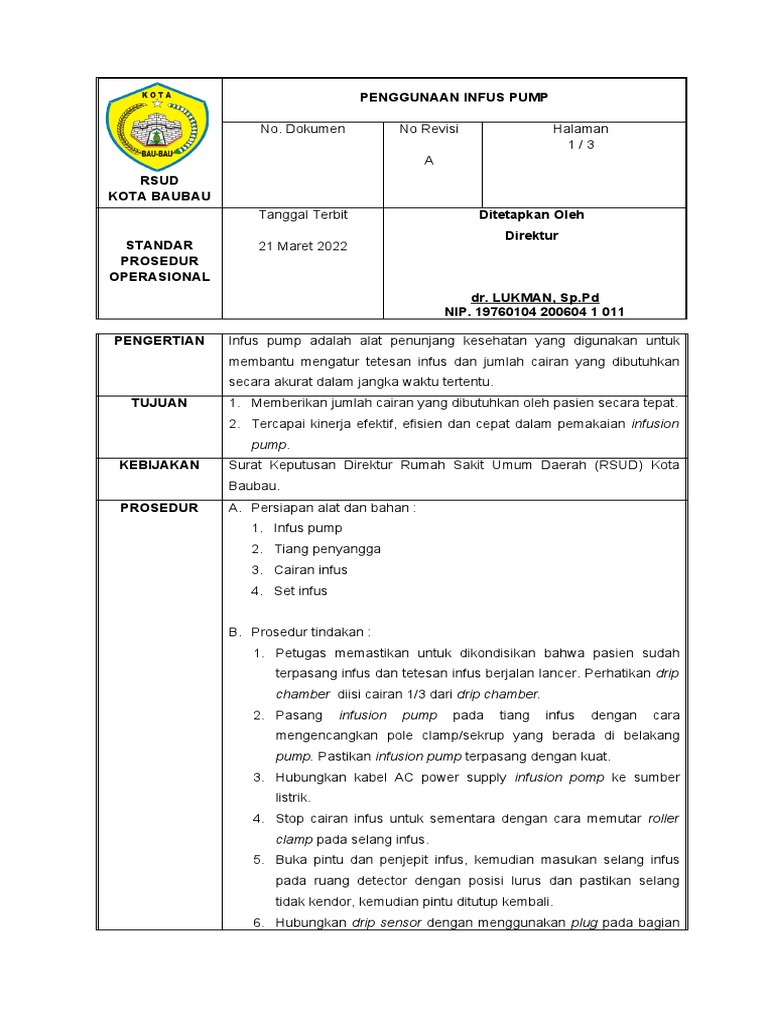 Penggunaan Infus Pump | PDF