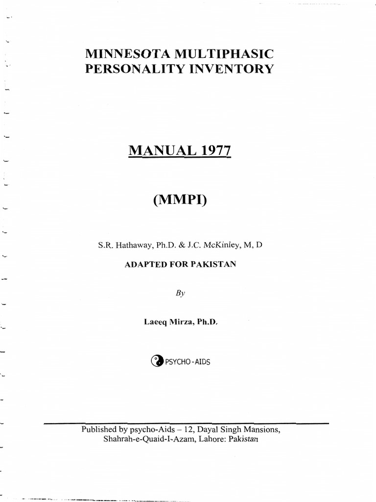 MMPI Manual for Urdu Adaptation | PDF