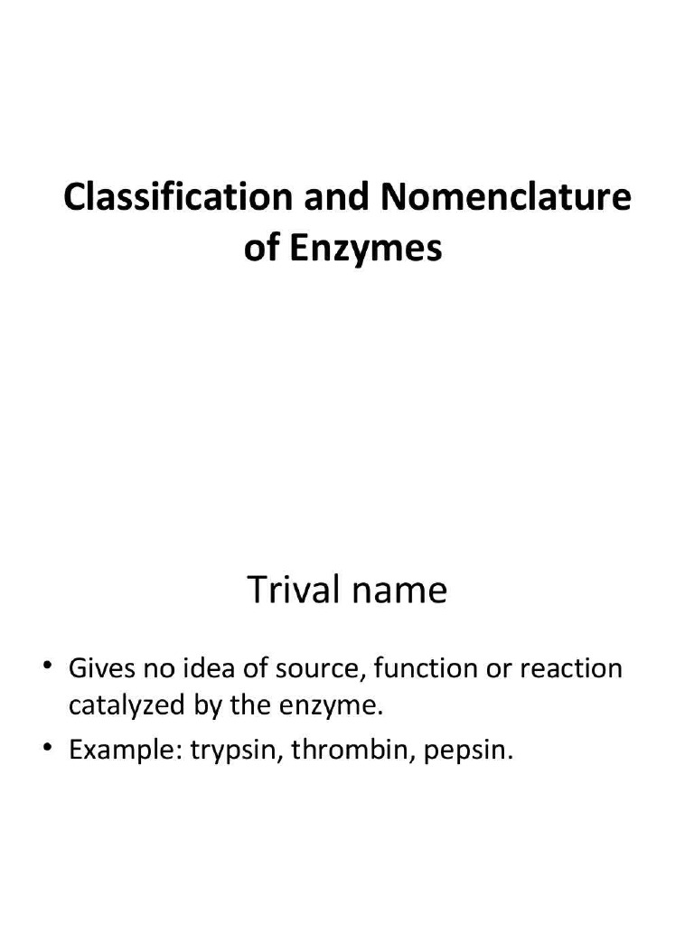 Classification and Nomenculature of Enzymes | PDF