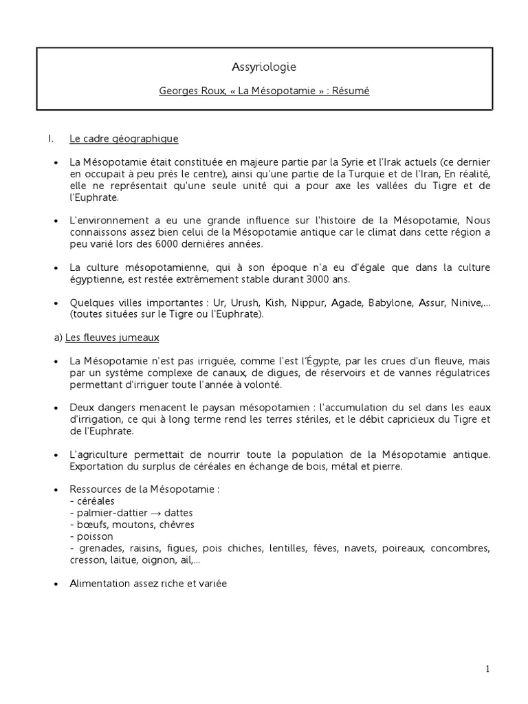 La Mesopotamie - Resume | PDF