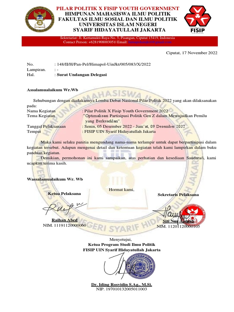 Surat Undangan Universitas Muslim Indonesia | PDF