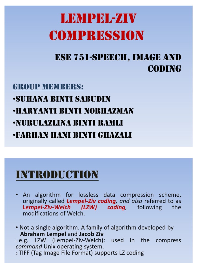 Presentation - Lempelziv Ese751 (DR Ti | PDF | Data Compression ...