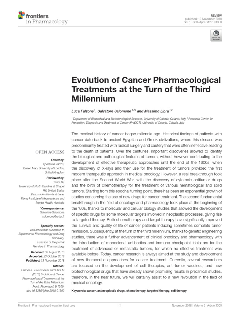 Evolution of Cancer Pharmacological Treatments at The Turn of The Third ...