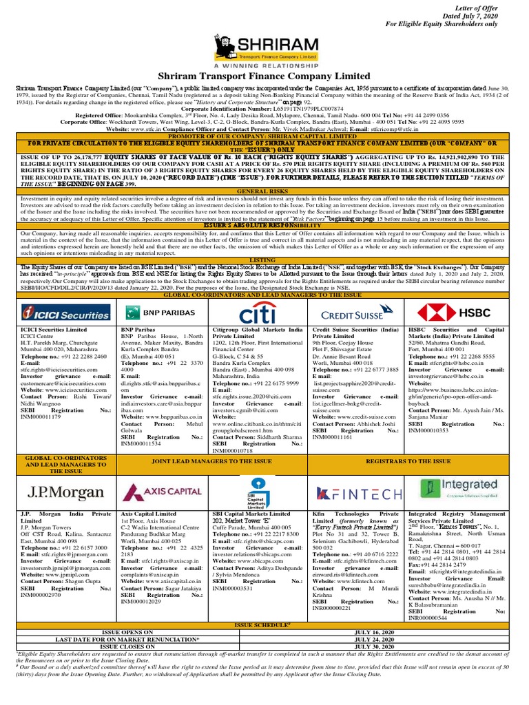 TML Rights Issue Lof | PDF | Stocks | Securities (Finance)