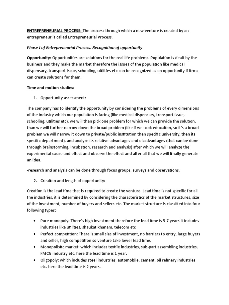 Entrepreneurial Process | PDF | Entrepreneurship | Market (Economics)