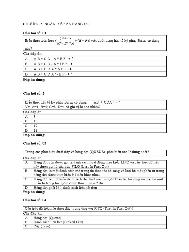 BTTN - Chuong 6 - Ngan Xep Va Hang Doi | PDF