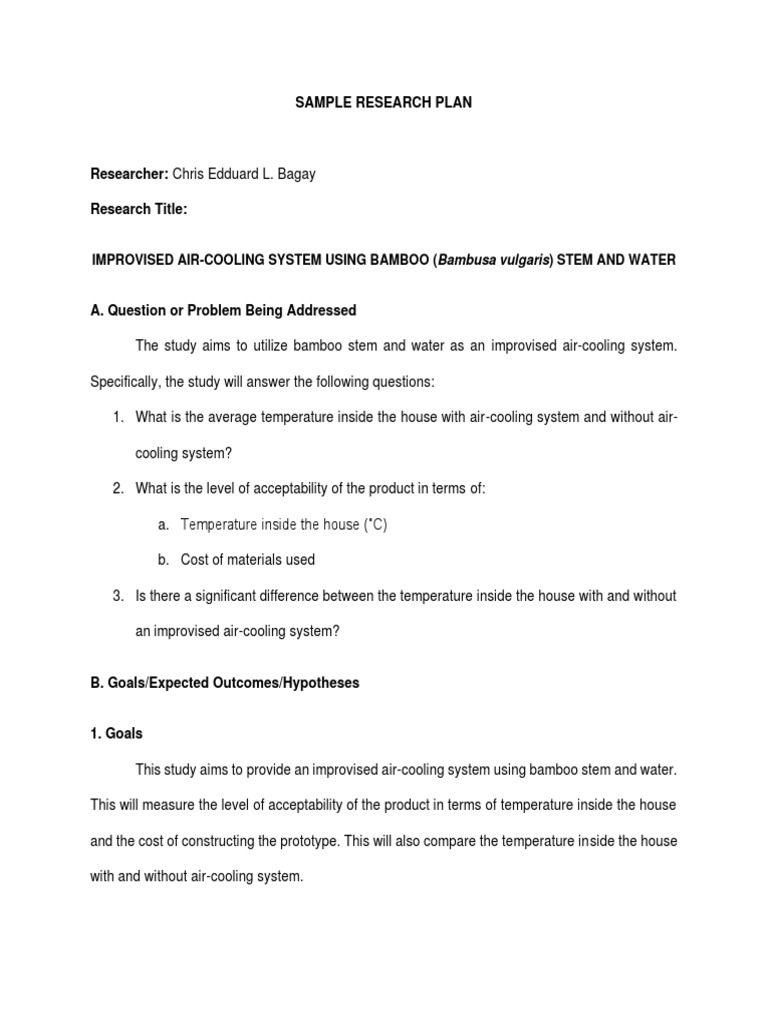 Sample Research Plan | PDF | Water | Temperature