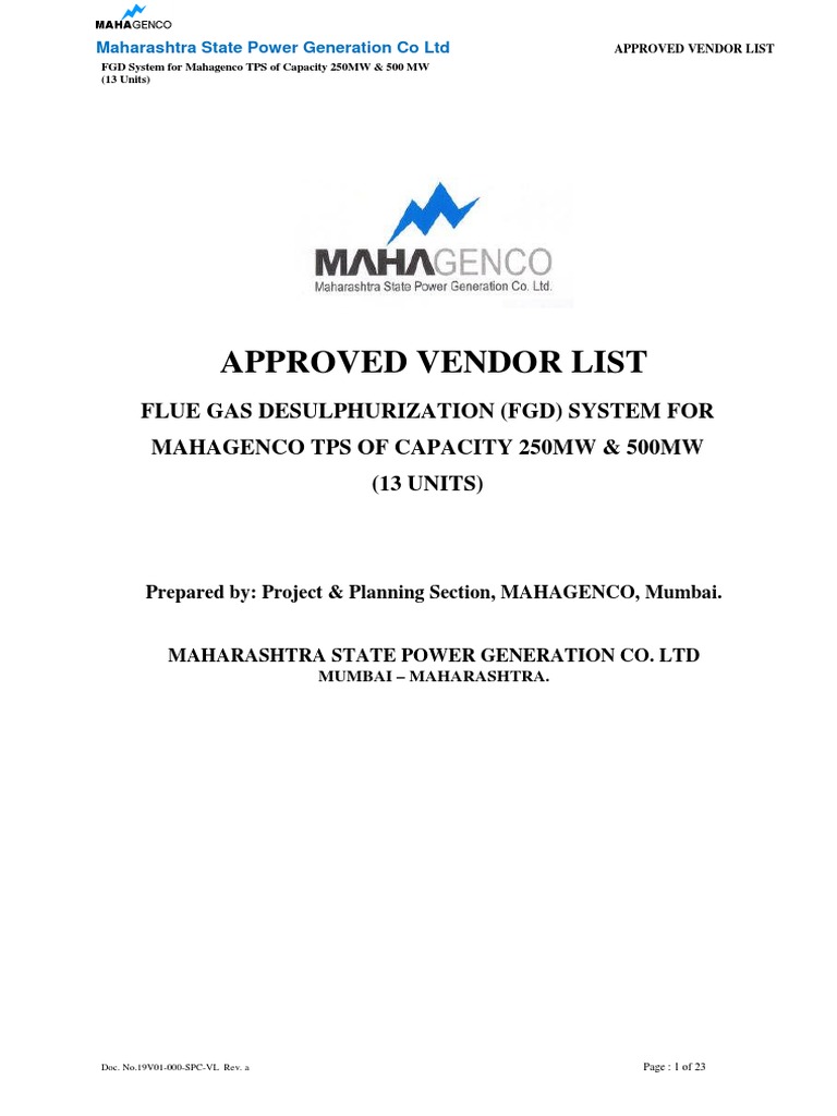 10.MAHAGENCO Approved Vendor - List - For - FGD System | PDF | Siemens ...