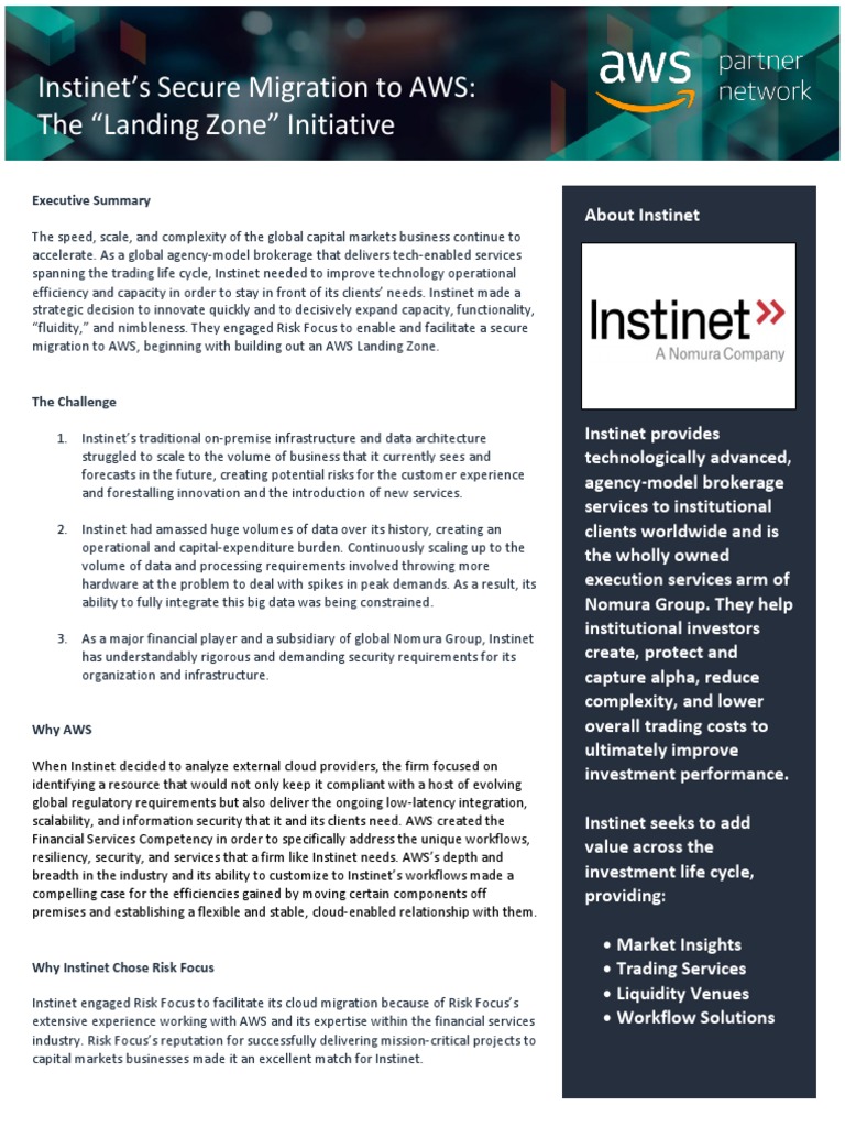 Instinet's Secure Migration To AWS: Digital Transformation Company Case Study | PDF