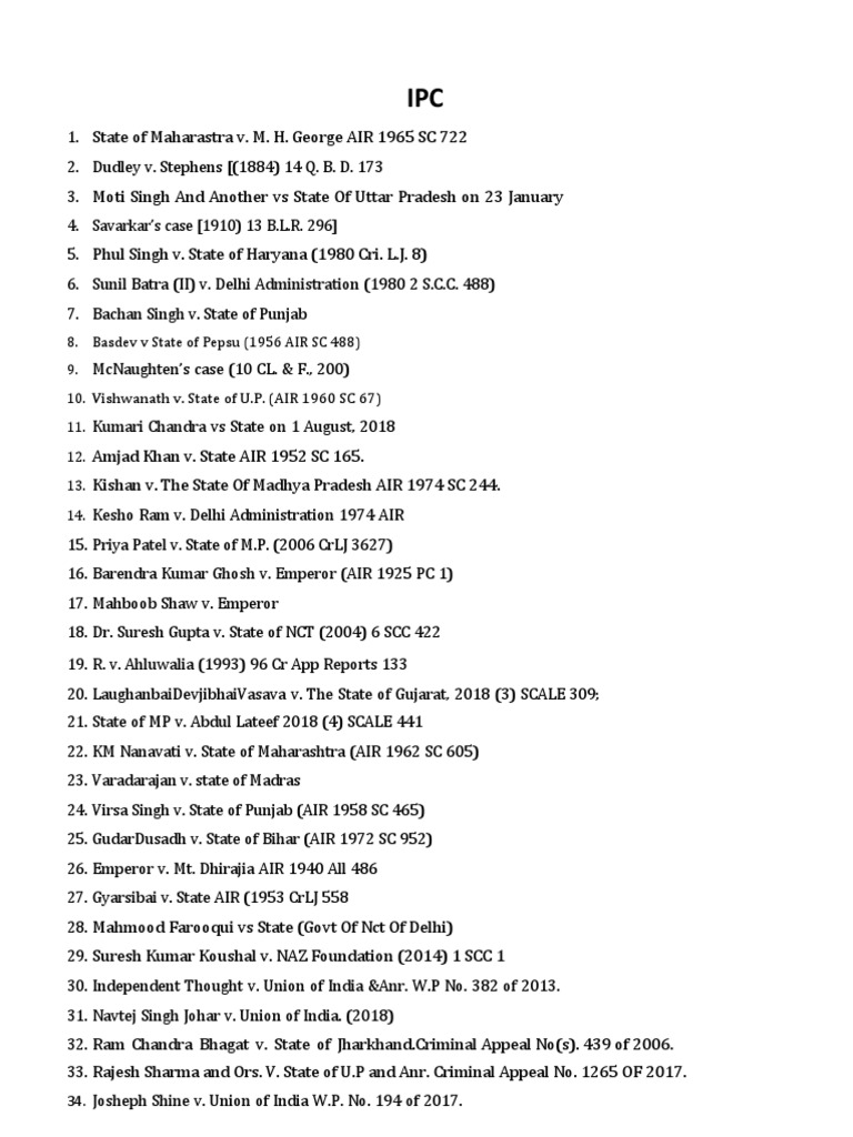 IPC Case Laws | Download Free PDF | Politics Of India | Government Of India