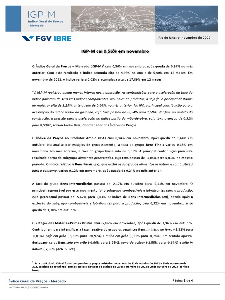 IGPM | Download grátis PDF | Materiais | Agricultura
