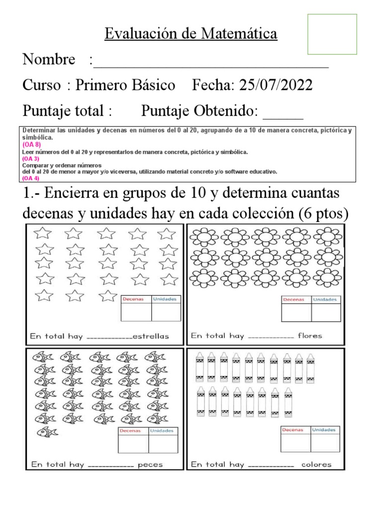 Evaluación De Matemática Pdf
