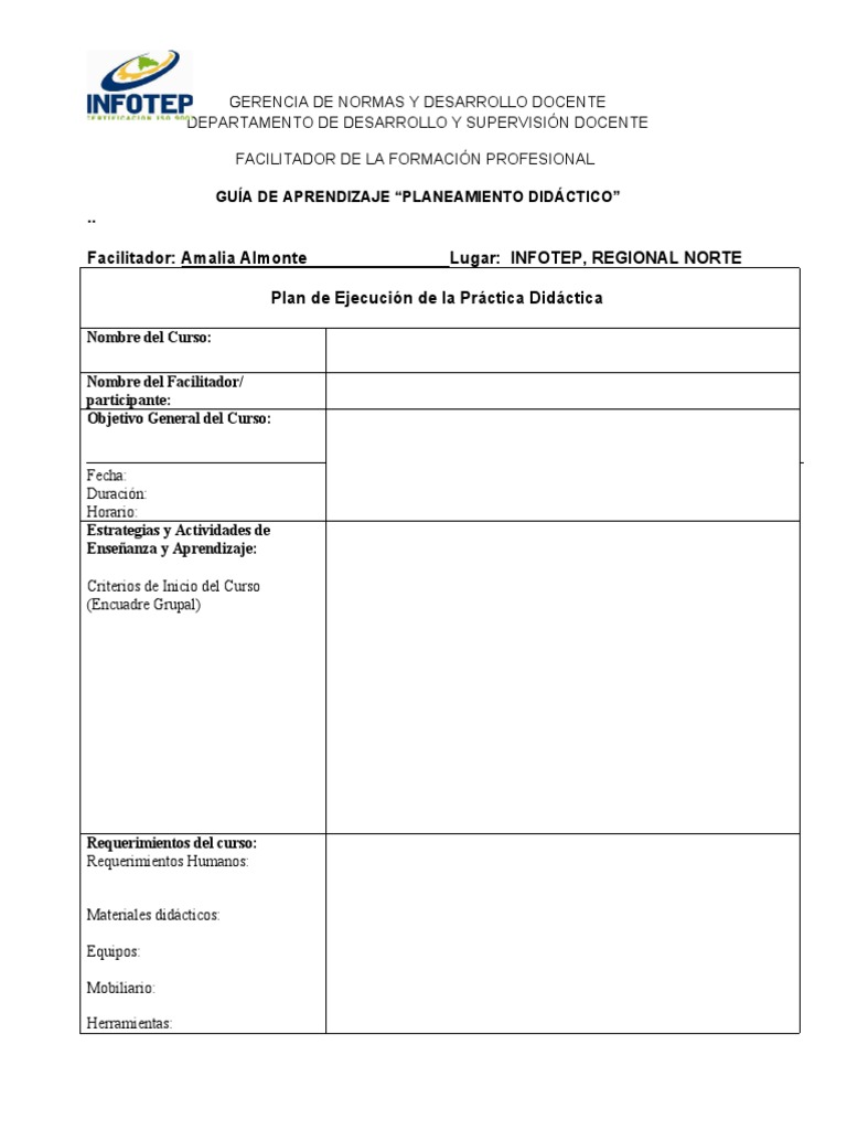 Plan de Ejecucion de La Practica Didactica | PDF