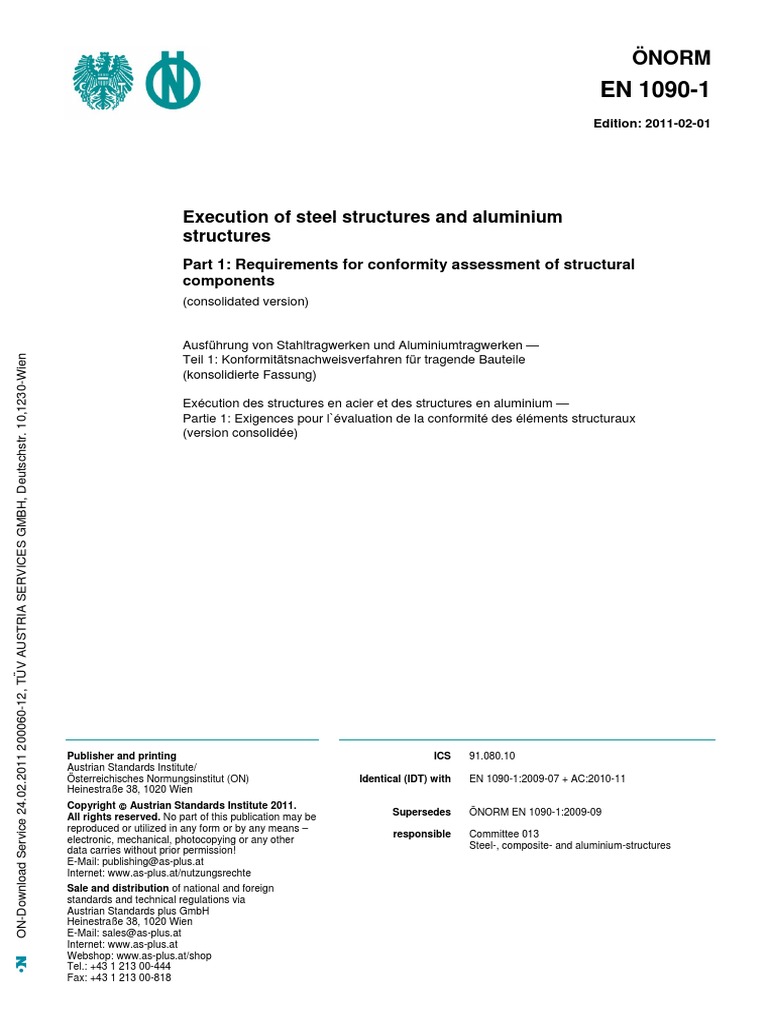 EN 1090-1 - 2011 - 02 - Englisch | PDF | Economic Sectors