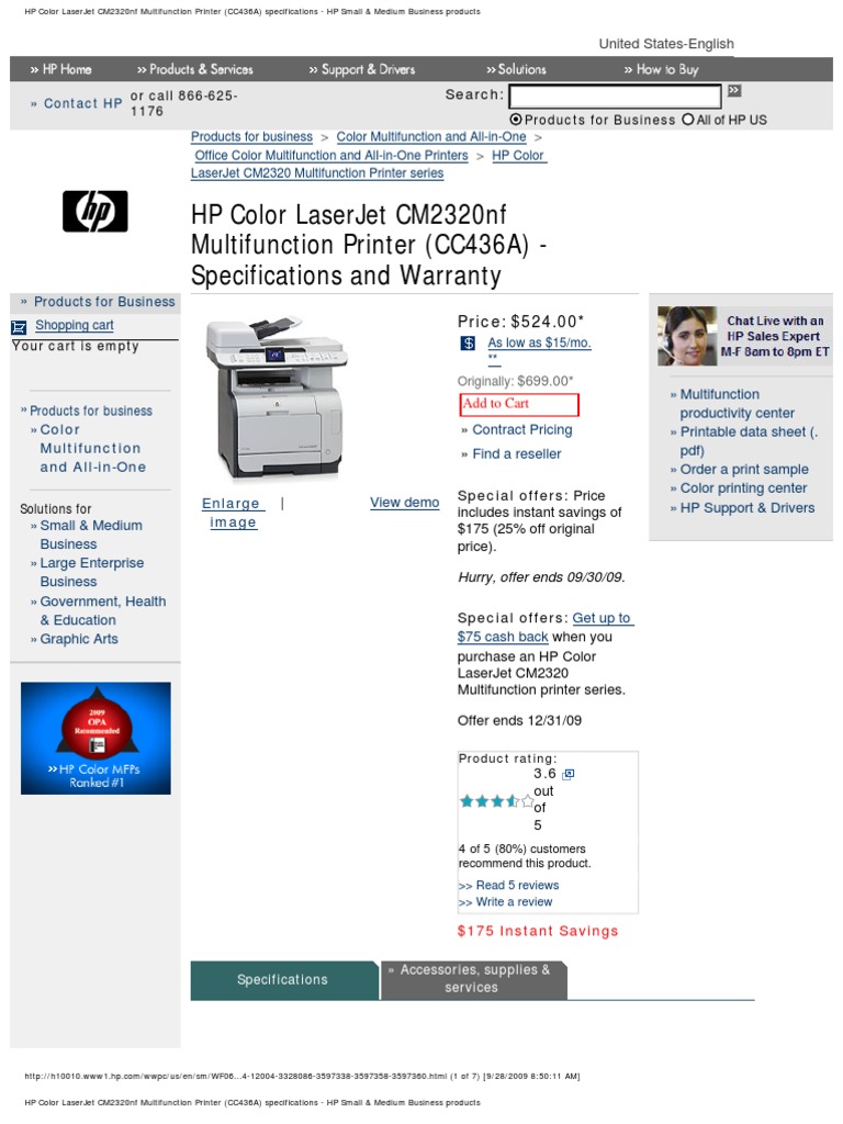 HP Color LaserJet CM2320nf Multi Function Printer (CC436A ...