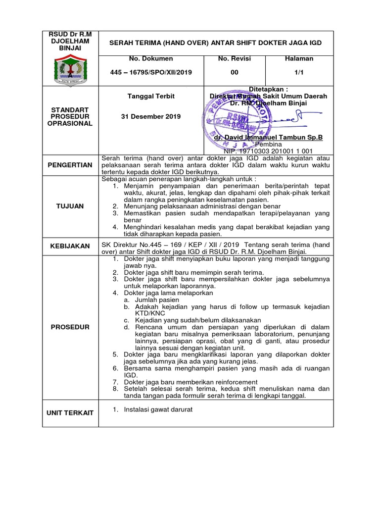 SKP 2 Ep 1 SPO DOKTER JAGA IGD @ | PDF