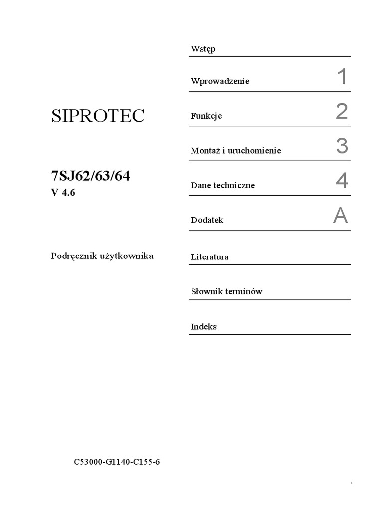 Siemens Sipro 7SJ62 - 63 - 64 - v4 - 6 - PL | PDF