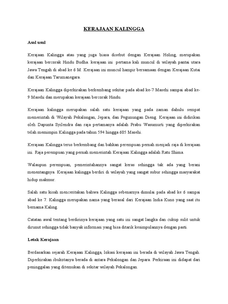 Kerajaan Kalingga | PDF