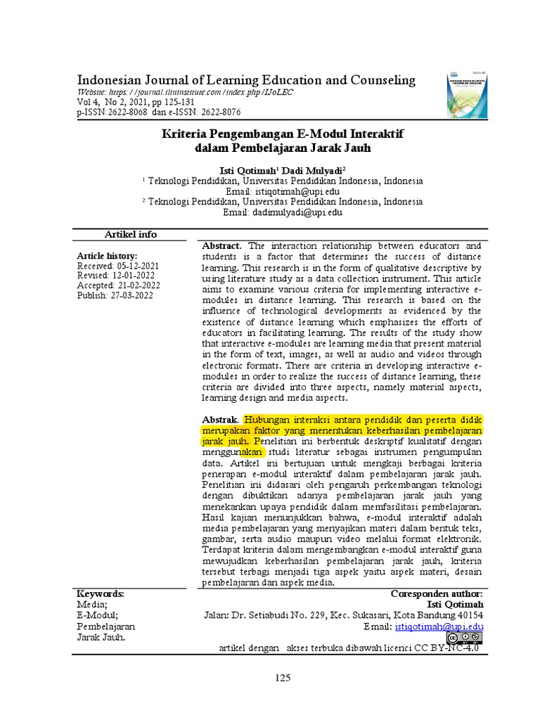 Pengembangan E-Modul Interaktif | PDF
