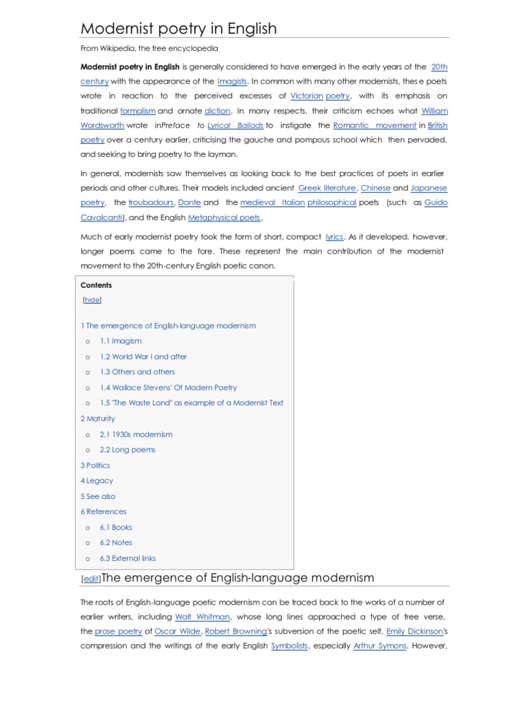 Modernist Poetry in English | PDF | English Language Literature | Poets