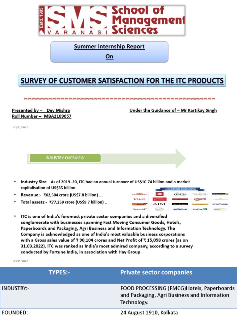 Itc Summer Internship Report Mba2109057 | PDF | Brand | Utility