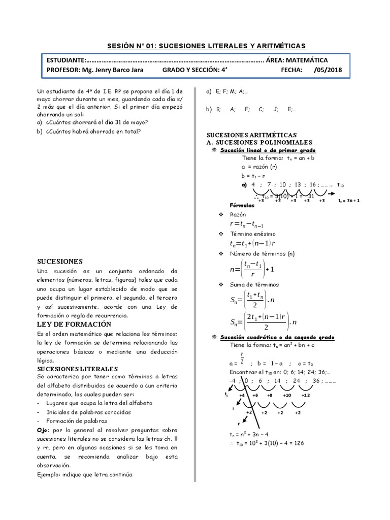 Módulo #01 - Sucesiones Aritméticas | PDF | Secuencia | Matemáticas
