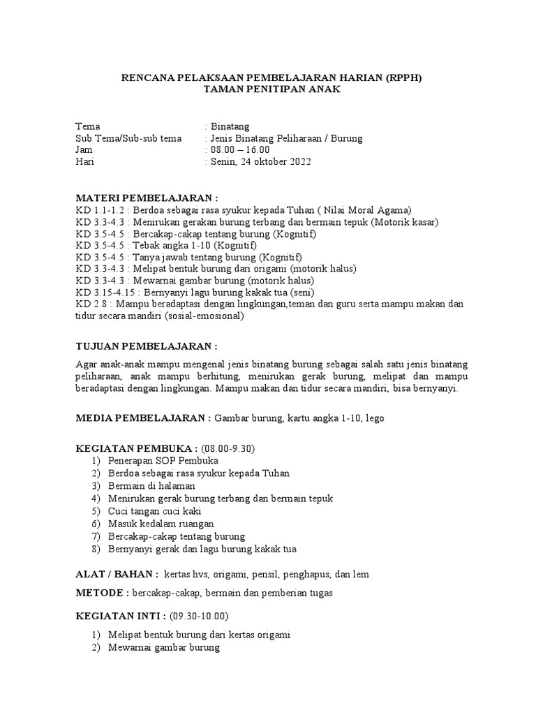 RPPH Tpa | PDF | Seni & Disiplin Bahasa