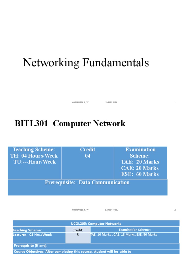 UNIT1 Networking Fundamentals | PDF | Osi Model | Computer Network